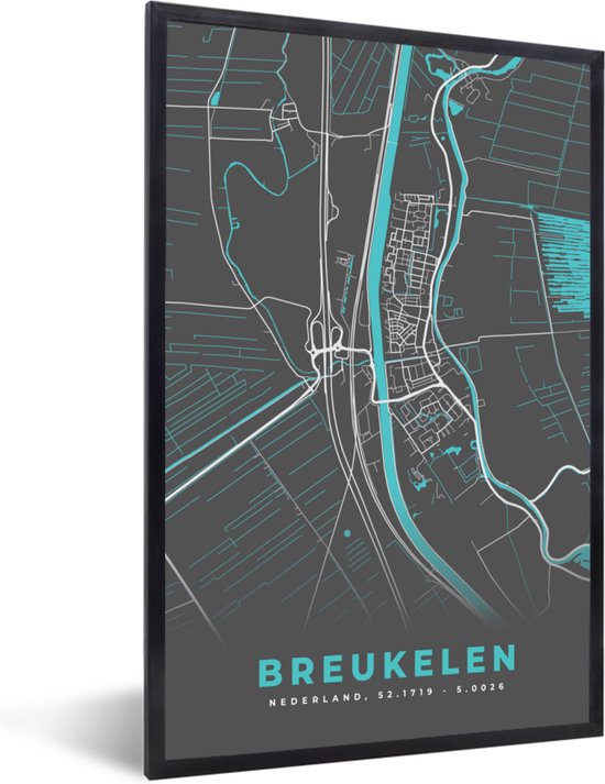 Fotolijst incl. Poster - Breukelen - Blauw - Stadskaart - Plattegrond ...