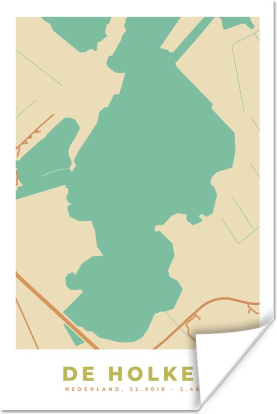 Poster Retro - De Holken - Stadskaart - Kaart - Plattegrond - 80x120 cm ...