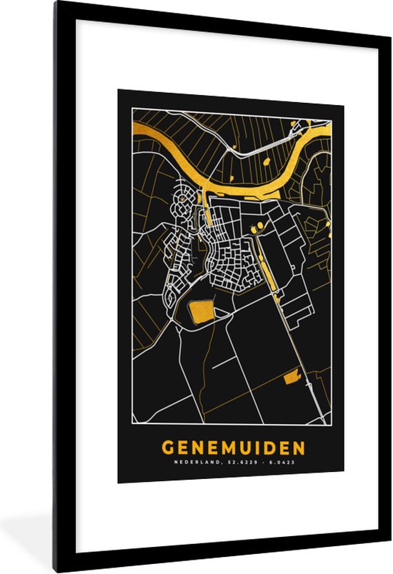 Fotolijst incl. Poster - Plattegrond - Stadskaart - Genemuiden - Kaart ...