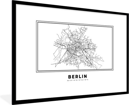 Fotolijst incl. Poster Zwart Wit- Zwart Wit – Duitsland – Plattegrond ...