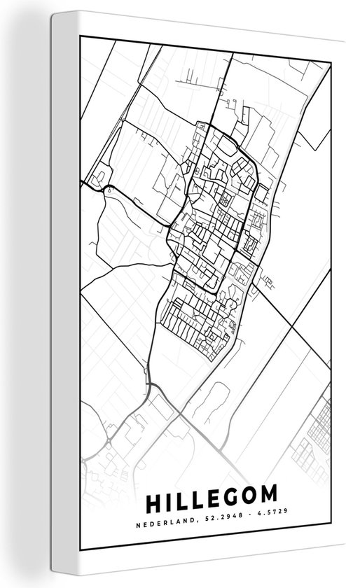 Canvas Schilderij Plattegrond - Hillegom - Kaart - Stadskaart - 120x180 ...