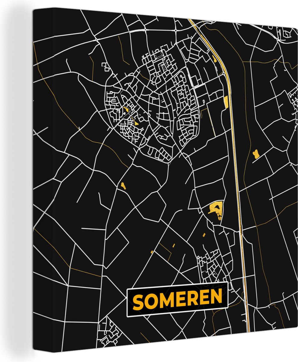 Canvas Schilderij Someren - Stadskaart - Goud - Plattegrond - Kaart ...