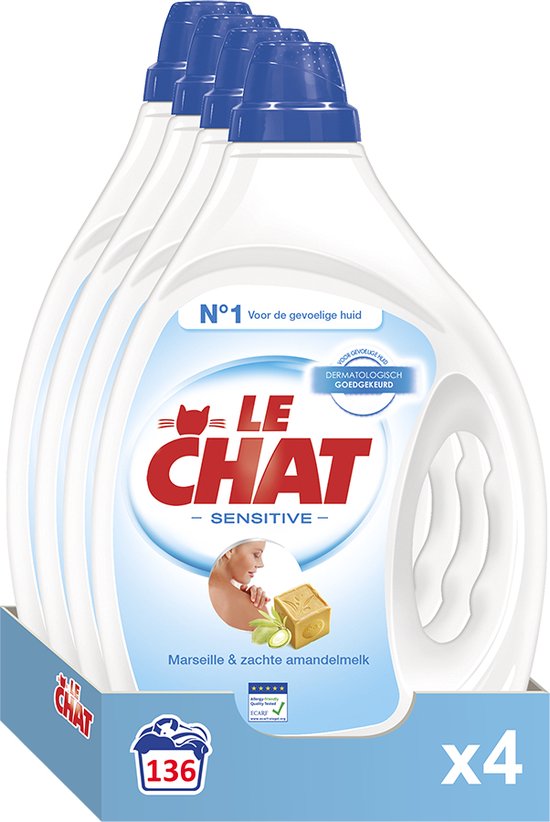 Le Chat Gel Sensitive Vloeibaar Wasmiddel - Halfjaarbox - 136 ...