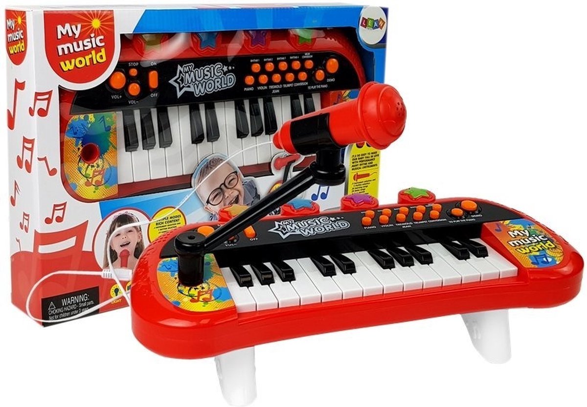 Kinder keyboard - 24 toetsen - met microfoon - rood | bol.com