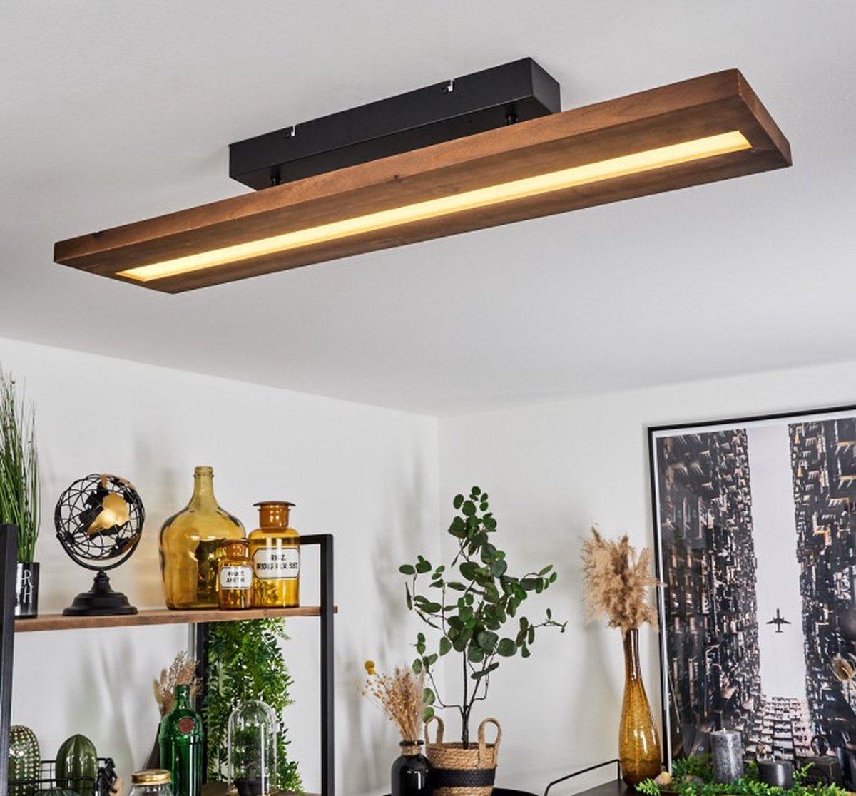 Moderne Ledlamp - Rechthoekig Plafondlamp - Houten Muurlamp - Luxe ...