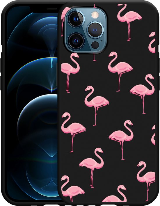 Cazy Hoesje Zwart geschikt voor iPhone 12 Pro Max - Flamingo | bol