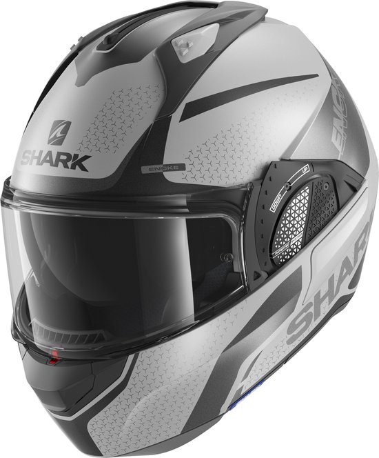 SHARK EVO GT ENCKE Motorhelm Systeemhelm MAT Zilver Antraciet Zwart - Maat M | bol