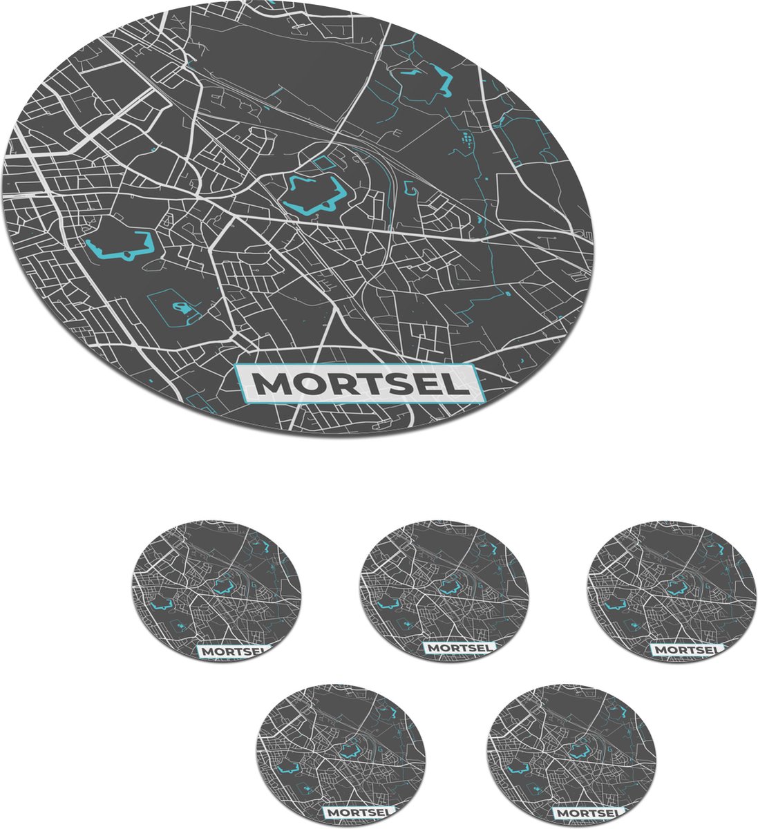 Onderzetters voor glazen - Rond - België – Mortsel – Stadskaart – Kaart ...