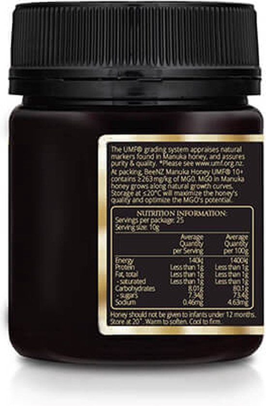 Manuka Honey UMF10+ 263 mg/kg Methylglyoxal (MGO)250g BeeNZ | bol.com