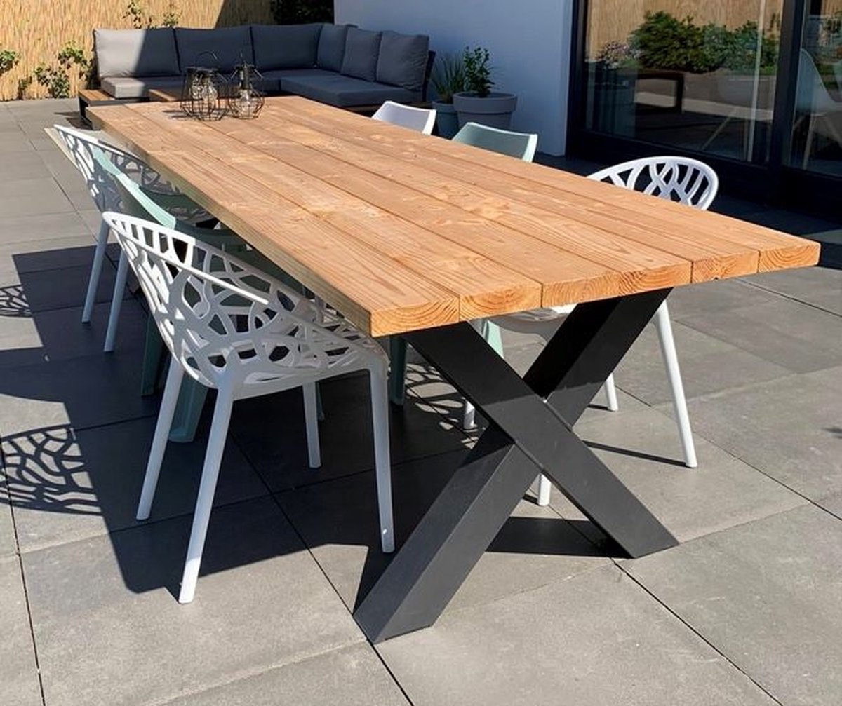 Tuintafel Douglas 180 cm lang | Stalen Poten | Duurzame Eettafel ...