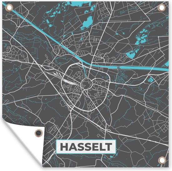 Tuinposters Kaart – Plattegrond – Stadskaart – Hasselt – België - Grijs ...