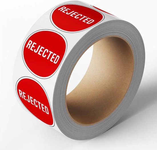 Rejected keuringssticker, rood, 25 meter op rol 40 mm - 580 per rol | bol