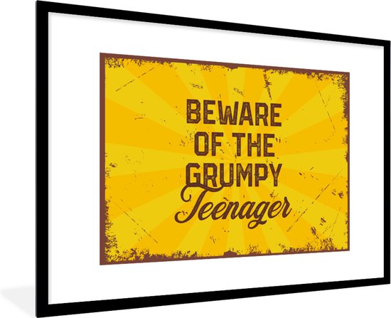 Fotolijst incl. Poster - Kids - Quotes - Vintage - Beware of the grumpy ...