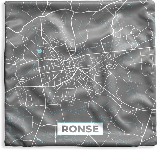Kussenhoes 60x60 cm - België – Ronse – Stadskaart – Kaart – Blauw ...