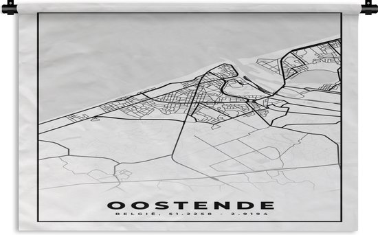 Wandkleed - Wanddoek - Stadskaart – Plattegrond – België – Zwart Wit ...