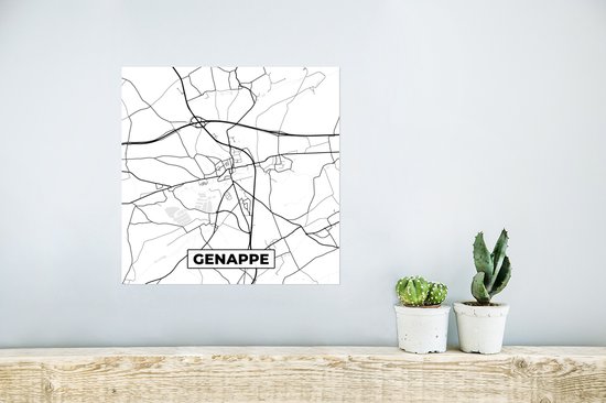 Affiche Plan de Ville – Carte – België – Zwart Wit – Genappe – Carte ...