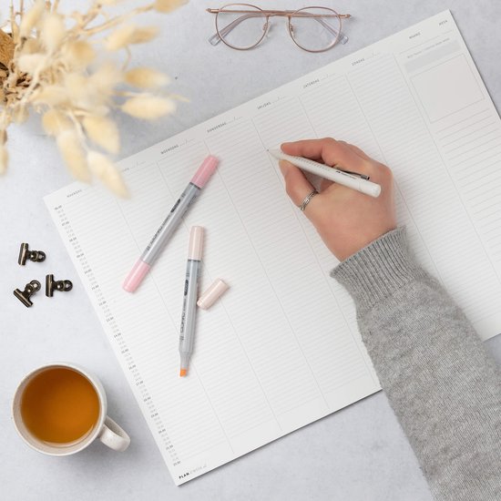 Planjeweek.nl A3 weekplanner - Prikkelarme deskplanner, schrijfblok ...