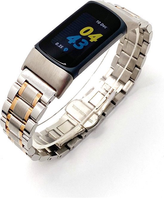 Fitbit Charge 5 bandje metaal zilver en rosé goud schakels + toolkit ...
