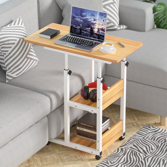 Z1 bedtafel - bijzettafel - zijtafel - Laptoptafel met Wielen - Hoog Bureau - in... | bol