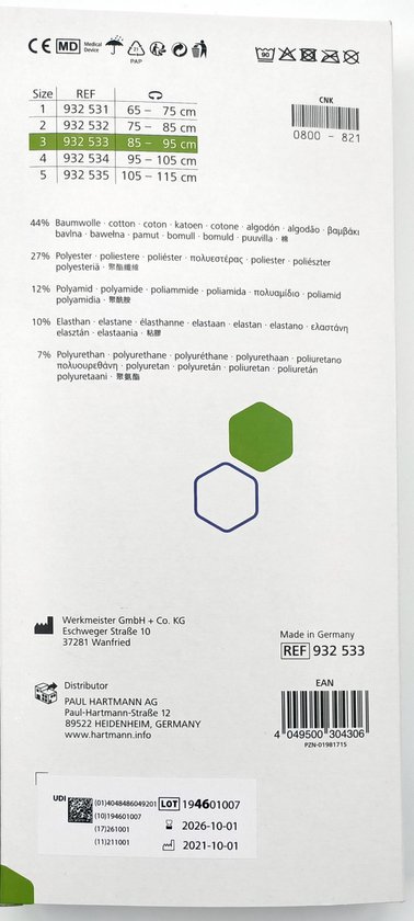 Hartmann - Verba - elastische steunverband - maat 3 - 85-95cm | bol