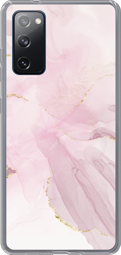 Samsung Galaxy S20 FE hoesje - Marmer - Gouden - Lijn - Siliconen Telefoonhoesje | bol.com