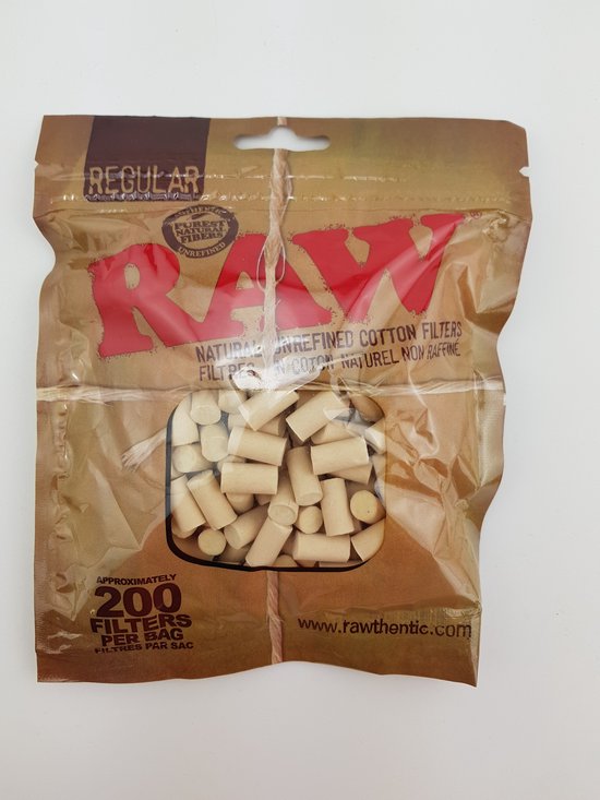 Raw Regular Cotton Filters (15 mm Lengte) 200 Filters | bol