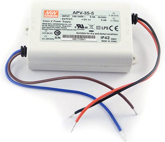 5V 35W APV-35-5 LED-transformator Constante spanning Mean Well | bol.com