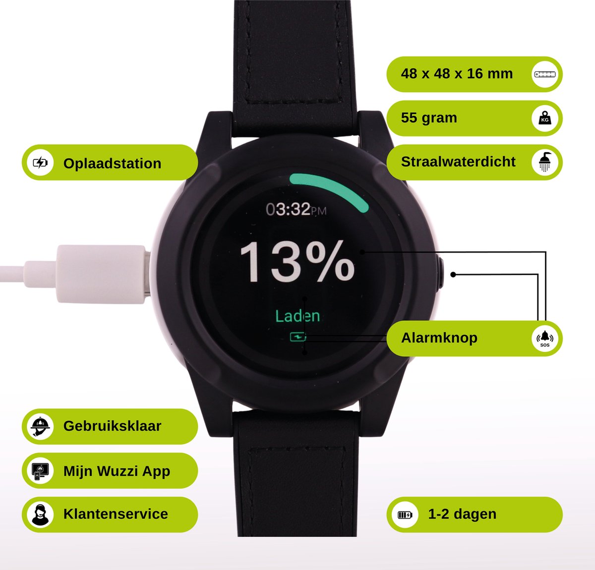 Wuzzi Watch Orion - Persoonlijk alarm voor binnen en buiten - Senioren ...