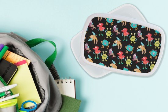 Broodtrommel Wit - Lunchbox - Brooddoos - Design - Monster - Kinderen ...