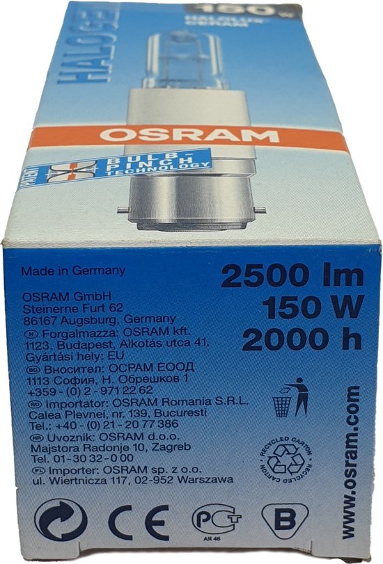 Osram Halolux Ceram Eco Halogeenlamp - B15D - 70W | bol