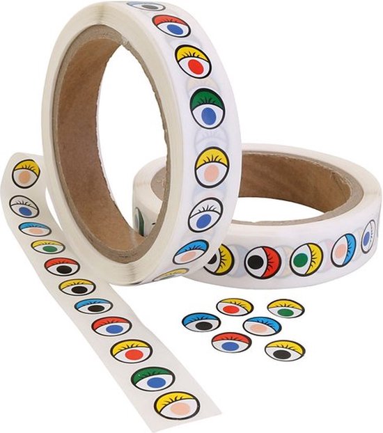 Sticker ogen, diverse kleuren, d: 13 mm, 2000 stuk/ 1 doos | bol.com