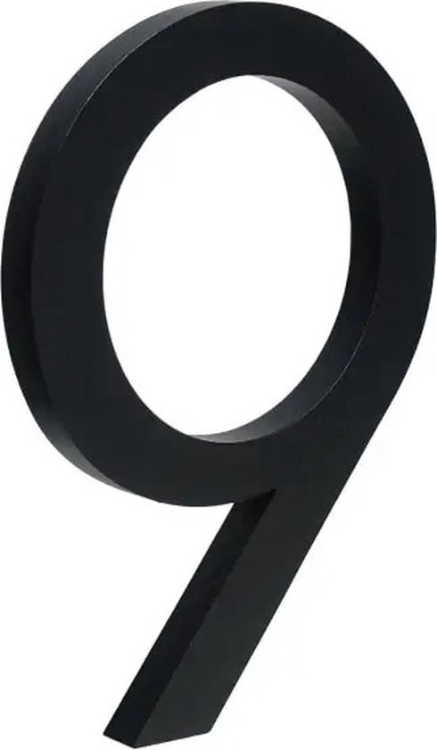 Milano Black Huisnummer 9 - 15 cm hoog - Aluminium - Groot Modern Zwart ...