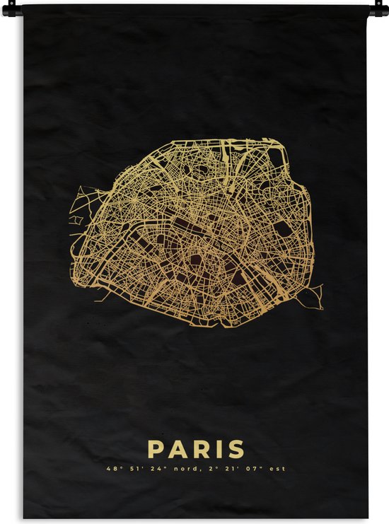 Wandkleed - Wanddoek - Parijs - Kaart - Plattegrond - Stadskaart ...