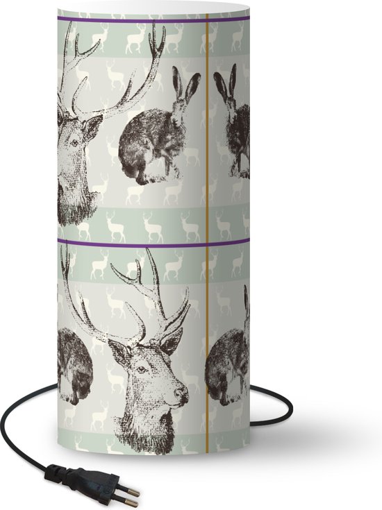 Lampe Motif - Lapin - Cerf - 70 cm de haut - Ø30 cm - Lampe LED incluse ...