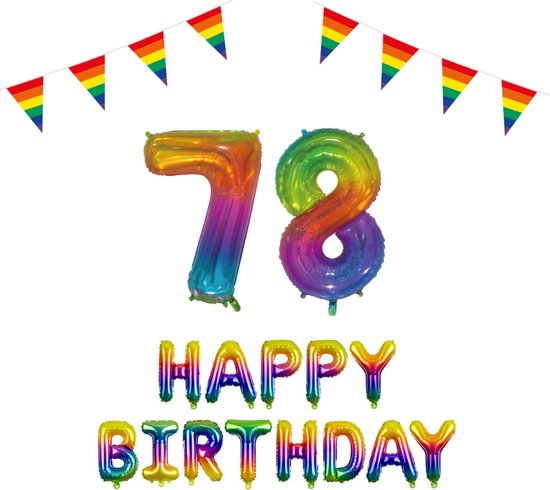 Pack de décoration d'anniversaire 78 ans arc-en-ciel | bol.com