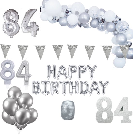 84 jaar Verjaardag Versiering Pakket Zilver XL | bol.com