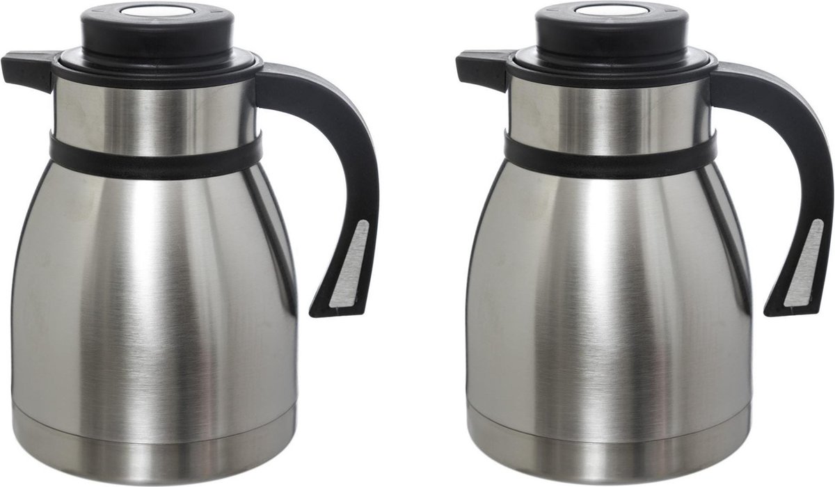 2x stuks koffie/thee thermoskan RVS 1,2 liter - Isoleerkannen voor warme / koude dranken | bol.com
