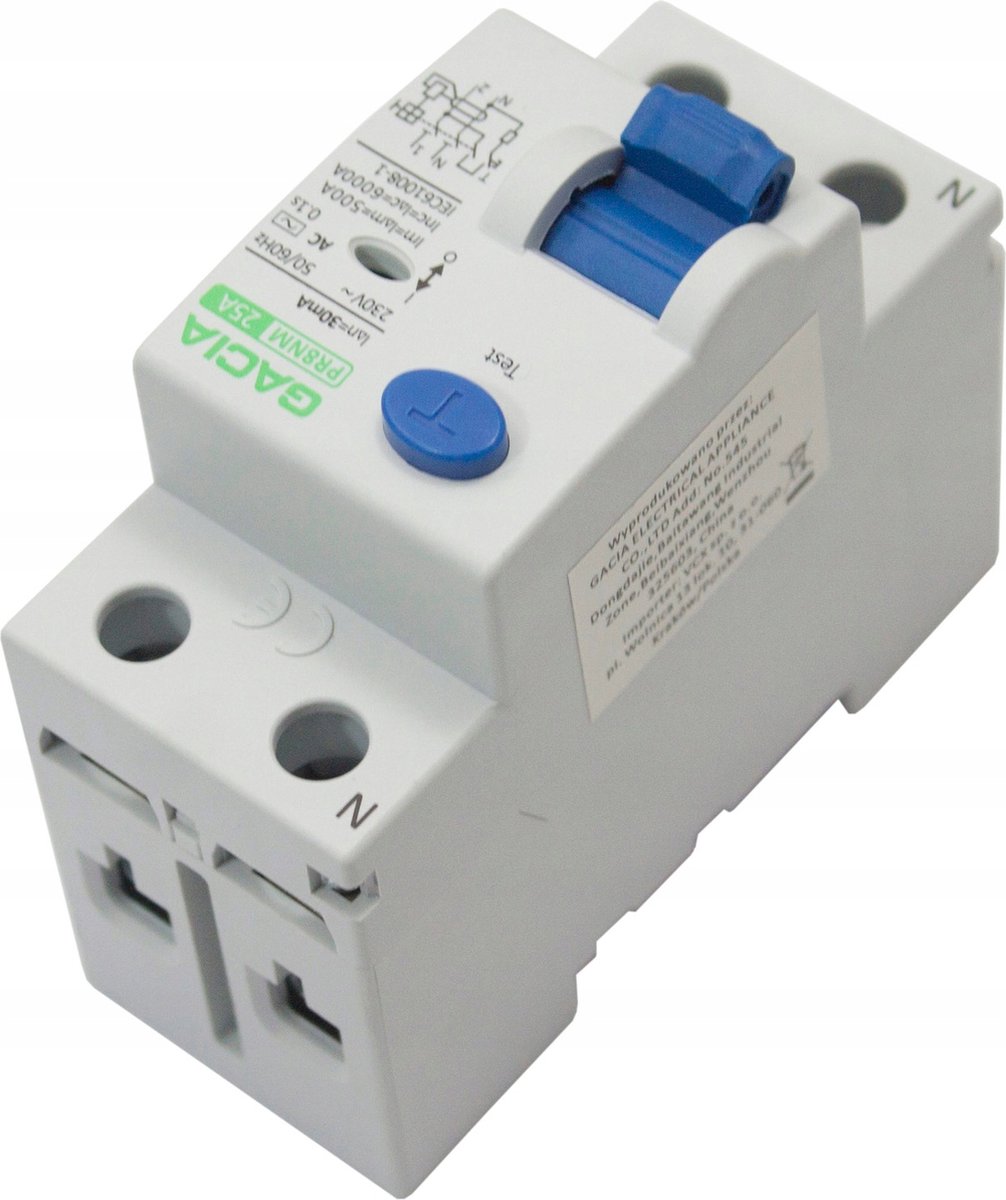 Gacia - 2-Polig 25A 30mA AC - Aardlekschakelaar ...
