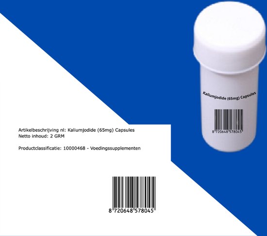Jodium tabletten capsulevorm - Kaliumjodide (65mg) Capsules - Straling ...