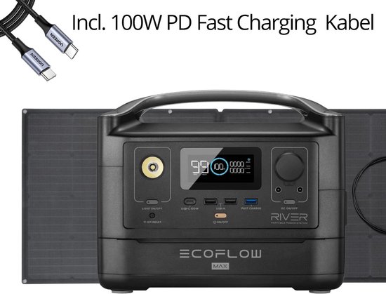 Ecoflow River Max + 110W Solar Panel - Solar Kit - solar generator - 110W Zonnepaneel... | bol