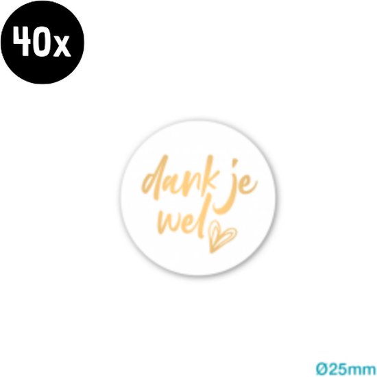 40x sluitsticker Dank je wel | Wit & Goud | 25 mm | Bedankt | Sluitzegel | Chique... | bol.com