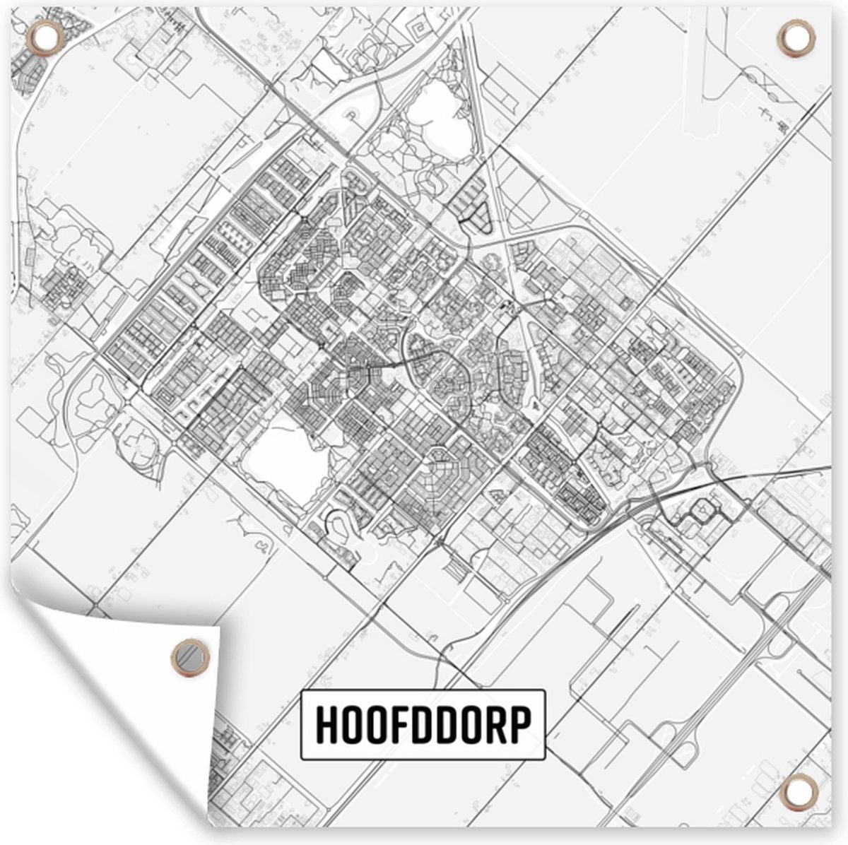 Tuin poster Stadskaart Hoofddorp - 200x200 cm - Plattegrond - Tuindoek ...