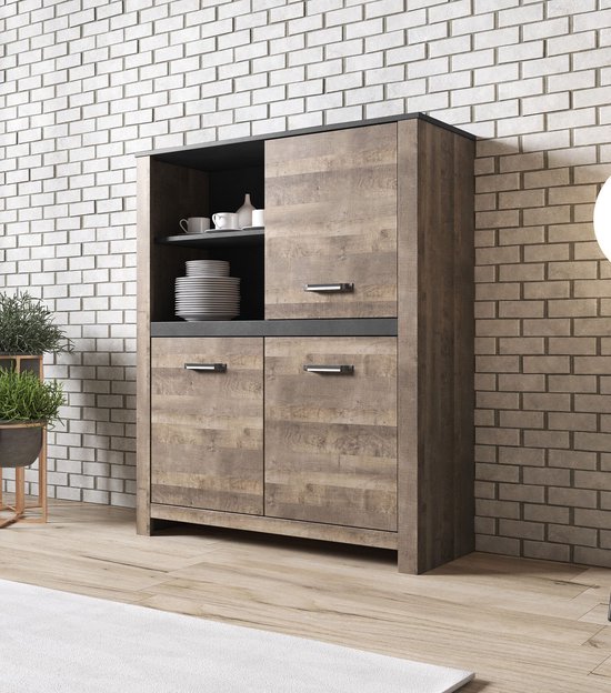 Meubella - Kast San Diego - Eiken - Grijs - 110 cm | bol.com