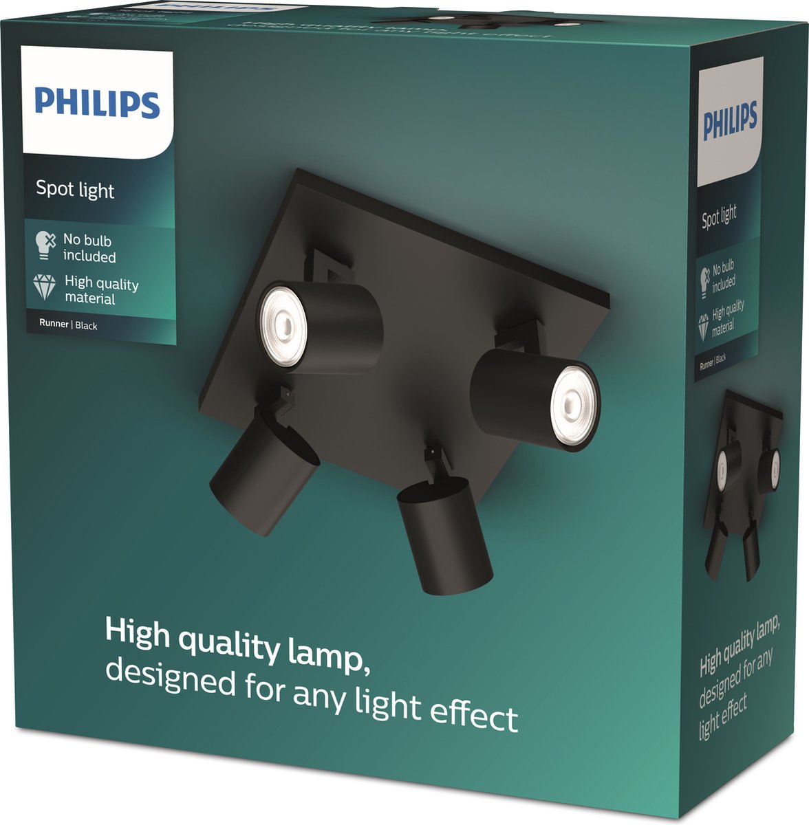 Philips Runner opbouwspot - 4-lichts - zwart | bol