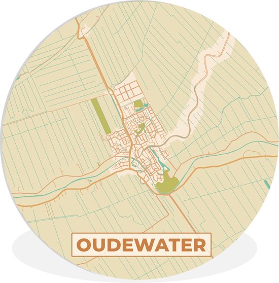 Wall Circle - Wall Circle Indoor - Oudewater - Map - Map - City Map - ⌀ 150 cm -... | bol.com