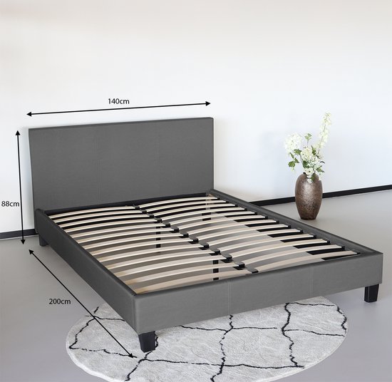 Bedframe Dico 140x200cm antraciet stof bed ledikant | bol.com