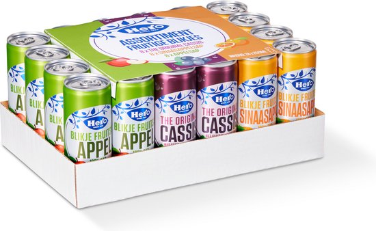 Hero Assortiment Fruitige Blikjes Frisdrank - Cassis, Appelsap ...