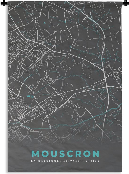 Wandkleed - Wanddoek - Kaart – Plattegrond – Stadskaart – Mouscron ...