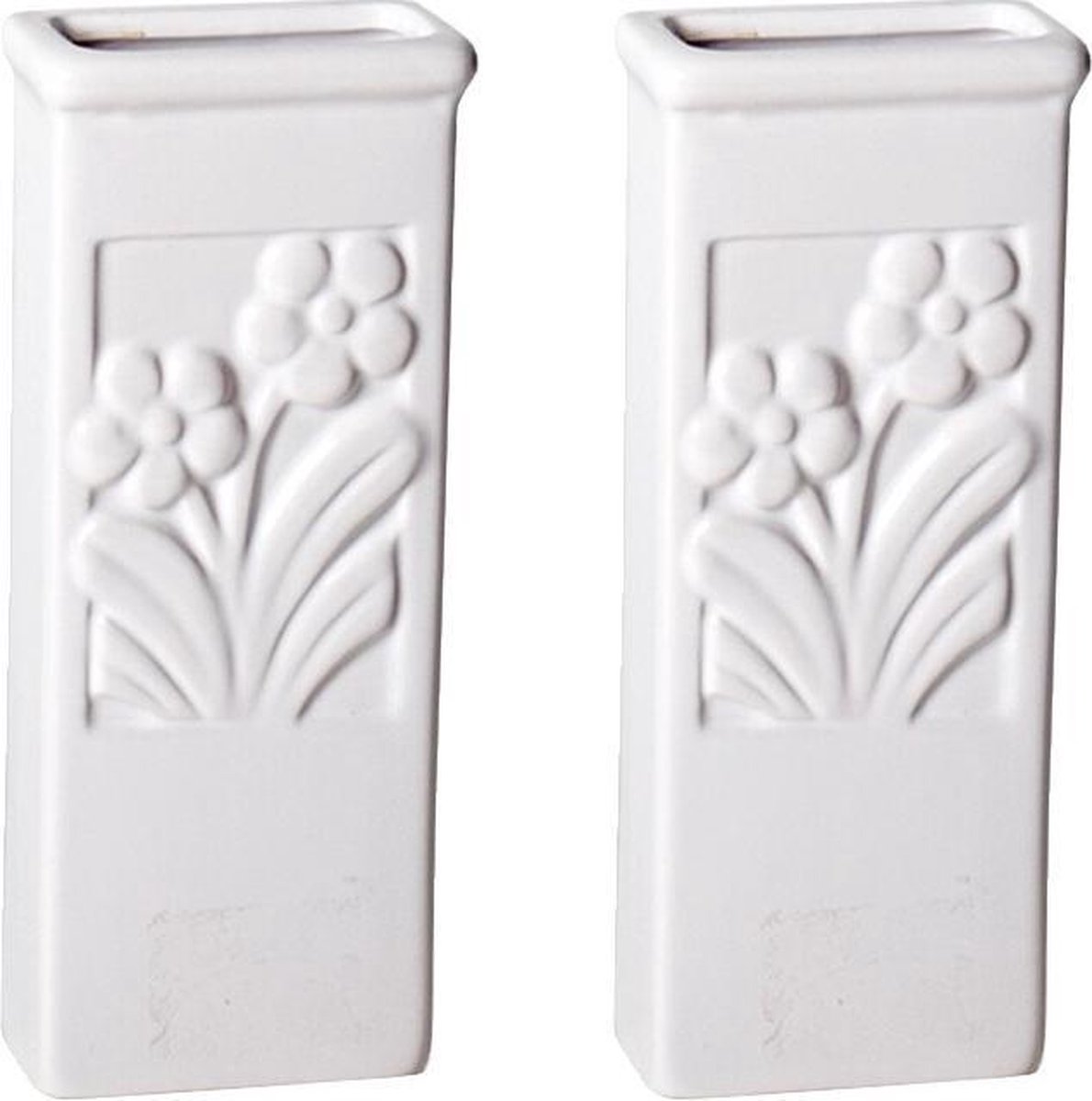 8x Radiator bak waterverdamper 17 cm - Rechthoek wit met bloemen ...