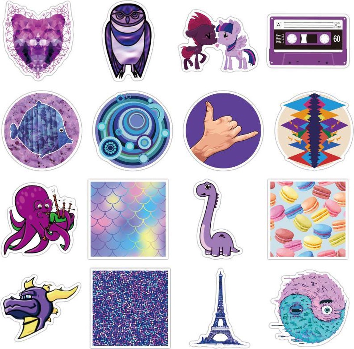 Paars | sticker set | vinyl stickers | 70 stuks | bol.com